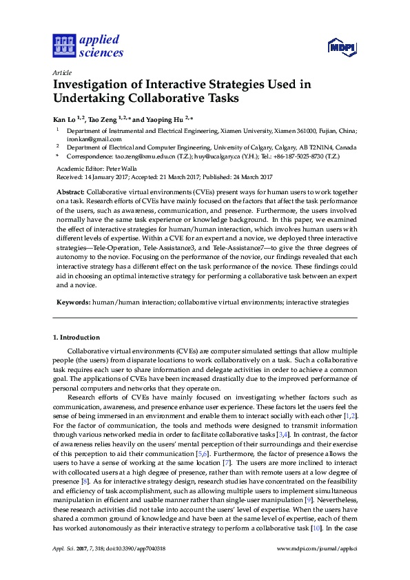 (PDF) Investigation of Interactive Strategies Used in Undertaking Collaborative Tasks