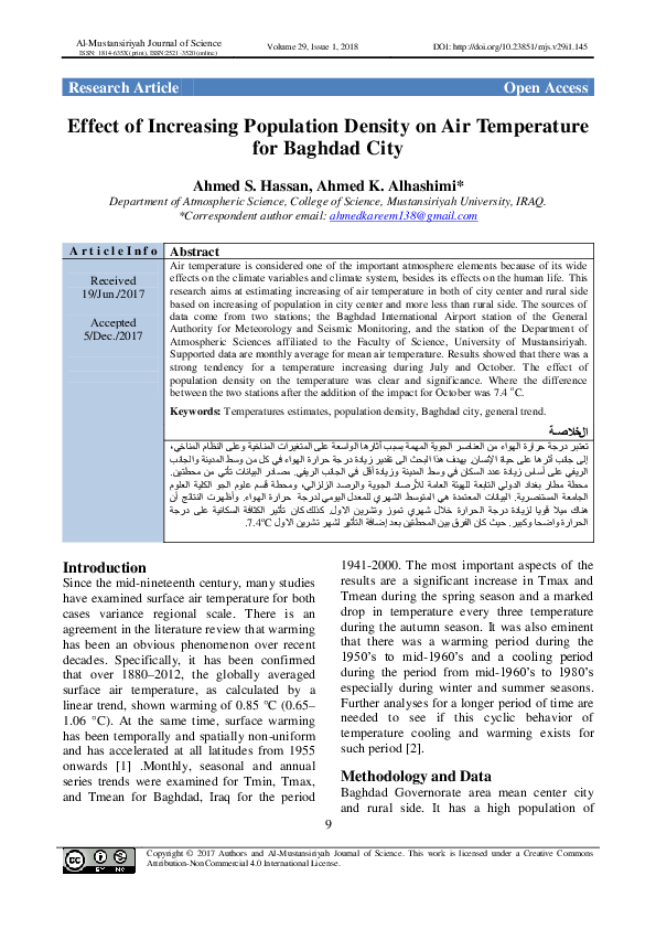(PDF) Effect of Increasing Population Density on Air Temperature for ...