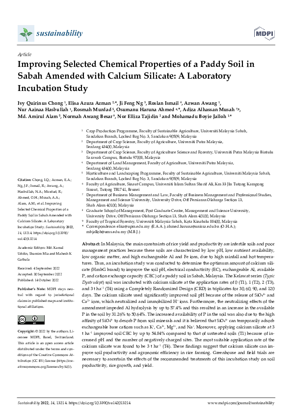 (PDF) Improving Selected Chemical Properties of a Paddy Soil in Sabah ...