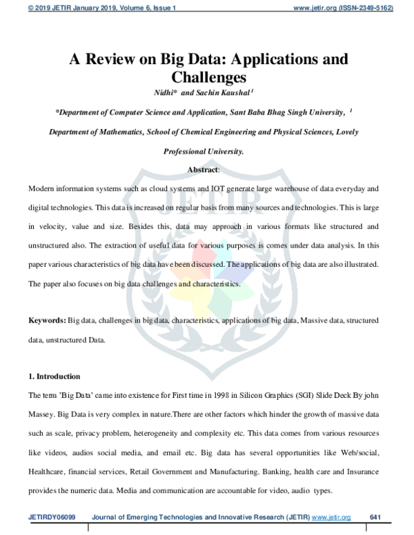 (PDF) A Review on Big Data: Applications and Challenges
