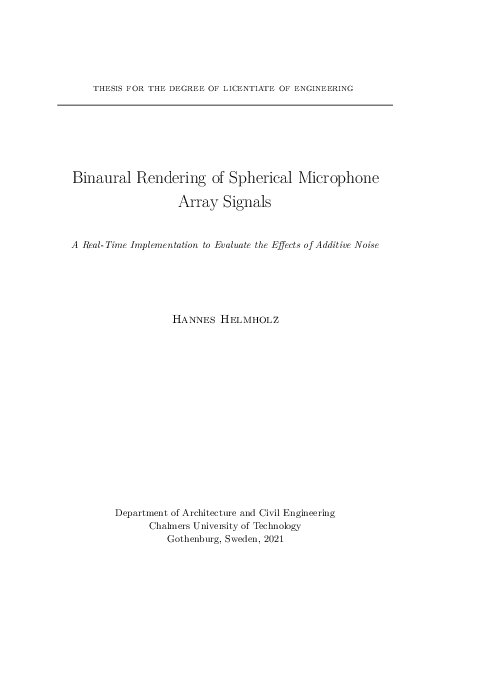 Pdf Binaural Rendering Of Spherical Microphone Array Signals 1108