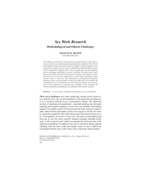 Pdf Sex Work Research