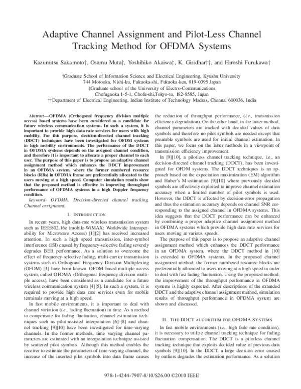 (PDF) Adaptive channel assignment and pilot-less channel tracking ...
