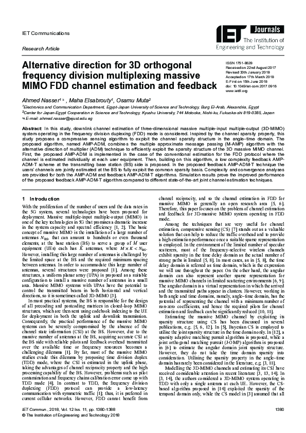 (PDF) Alternative direction for 3D orthogonal frequency division multiplexing massive MIMO FDD ...