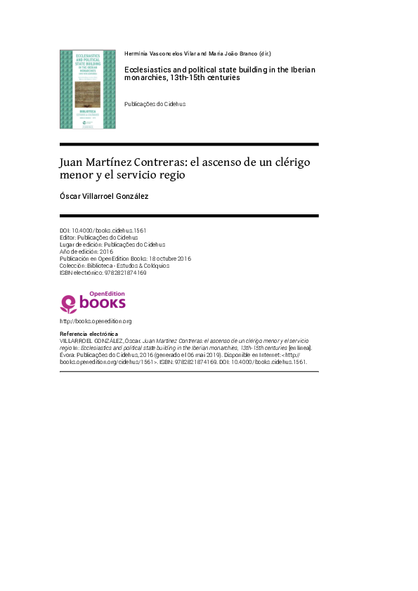 (PDF) Juan Martínez Contreras: el ascenso de un clérigo menor y el ...