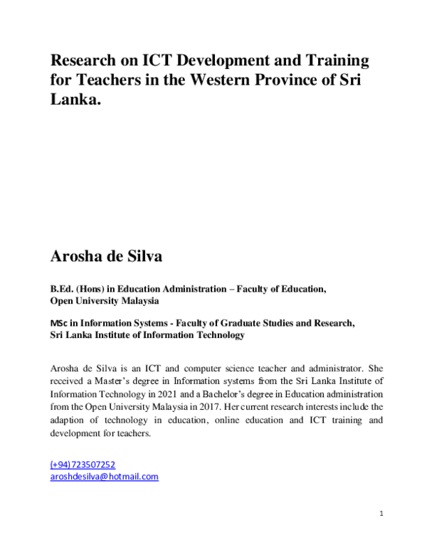(PDF) Research on ICT Development and Training for Teachers in the ...