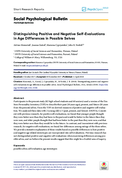 (PDF) Distinguishing Positive and Negative Self-Evaluations in Age ...