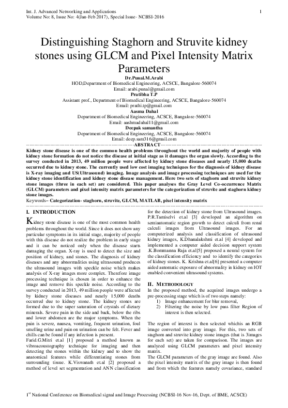 (PDF) Distinguishing Staghorn and Struvite kidney stones using GLCM and ...