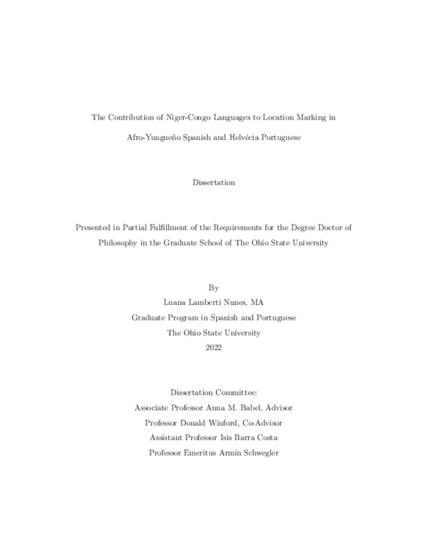 (PDF) The Contribution of Niger-Congo Languages to Location Marking in Afro-Yungueño Spanish and ...