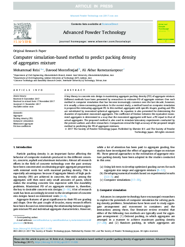 (PDF) Computer simulation-based method to predict packing density of ...