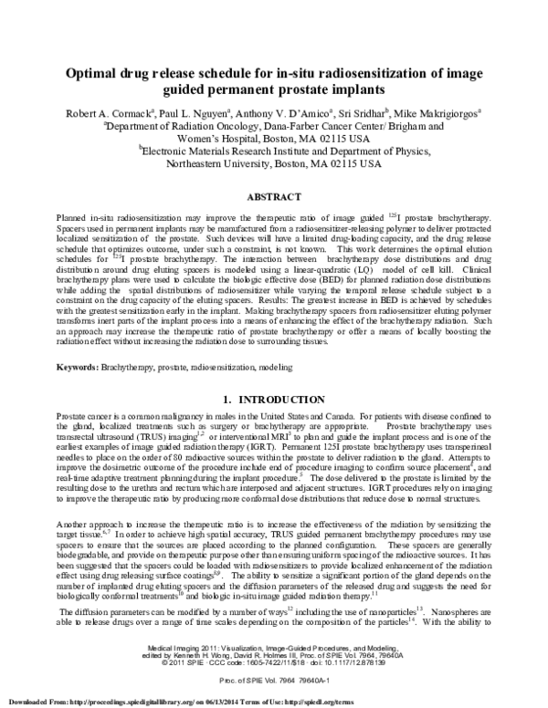 (PDF) Optimal drug release schedule for in-situ radiosensitization of ...
