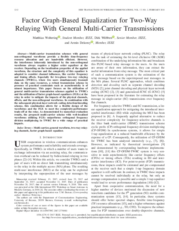 (PDF) Factor Graph-Based Equalization for Two-Way Relaying With General ...