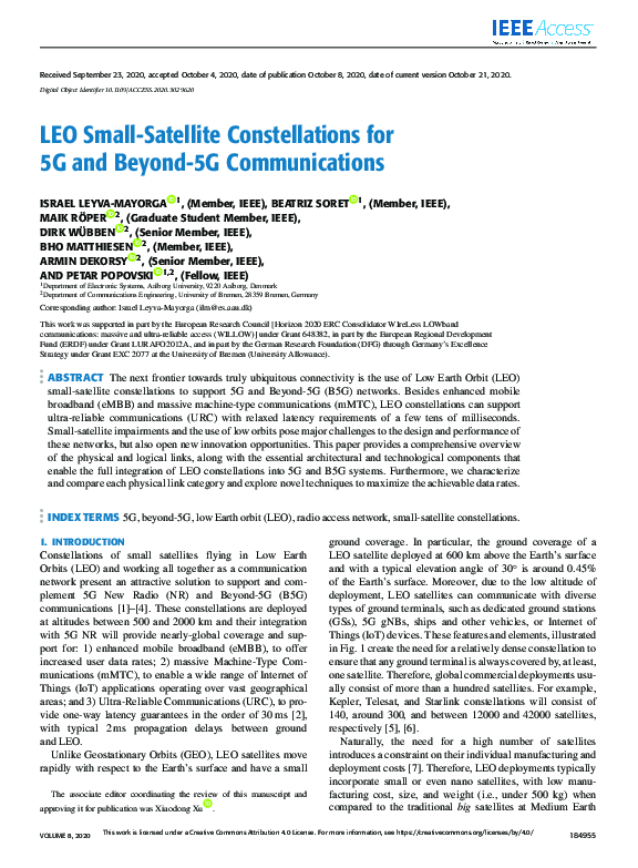 (PDF) LEO Small-Satellite Constellations for 5G and Beyond-5G ...