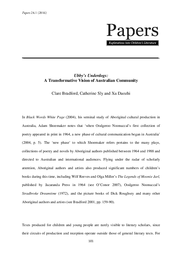 (PDF) Ubby’s Underdogs: A Transformative Vision of Australian Community