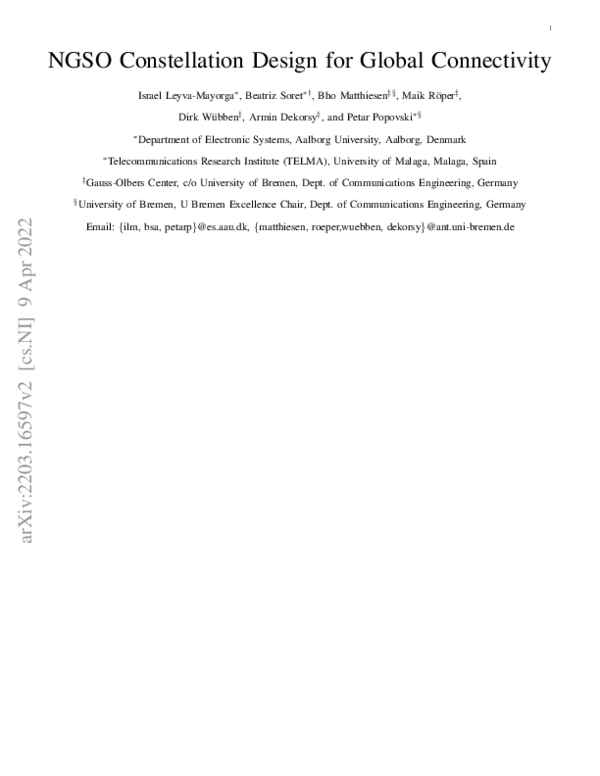 (PDF) NGSO Constellation Design for Global Connectivity