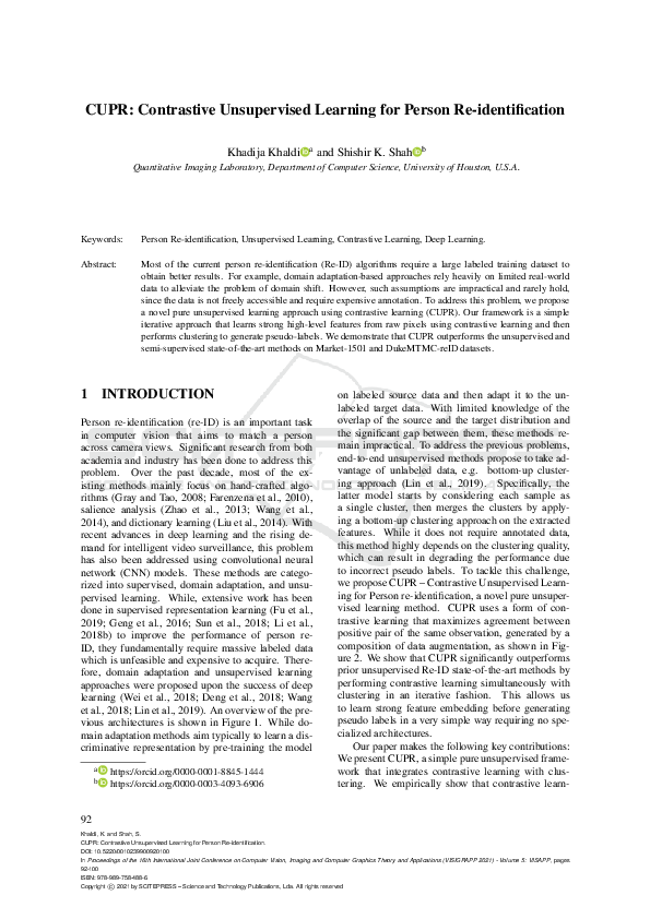 (PDF) CUPR: Contrastive Unsupervised Learning for Person Re-identification