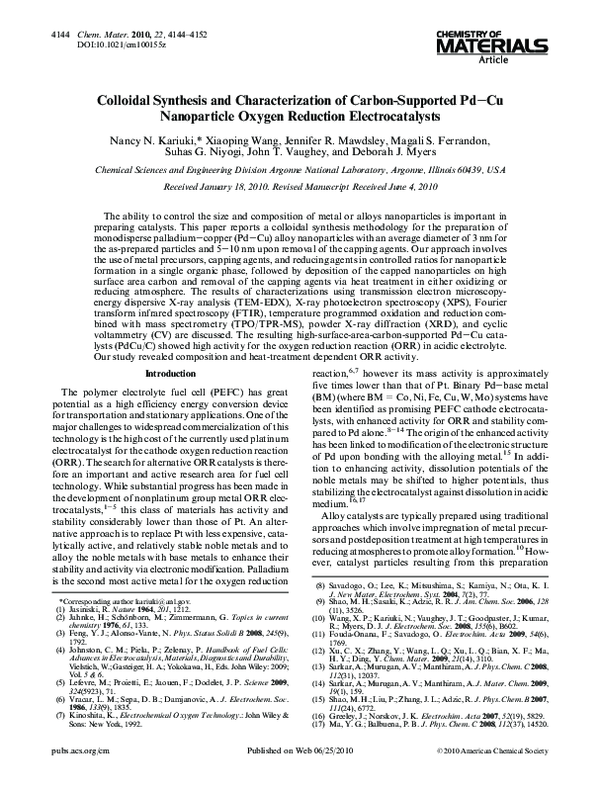 (PDF) Colloidal Synthesis and Characterization of Carbon-Supported Pd−Cu Nanoparticle Oxygen ...