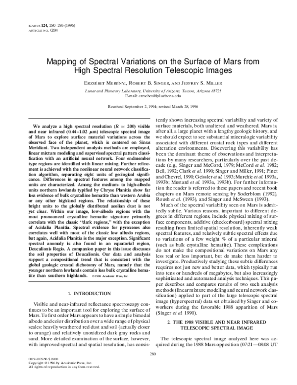 (PDF) Mapping of Spectral Variations on the Surface of Mars from High ...