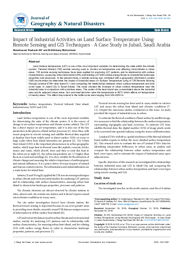 (PDF) Impact of Industrial Activities on Land Surface Temperature Using Remote Sensing and GIS ...
