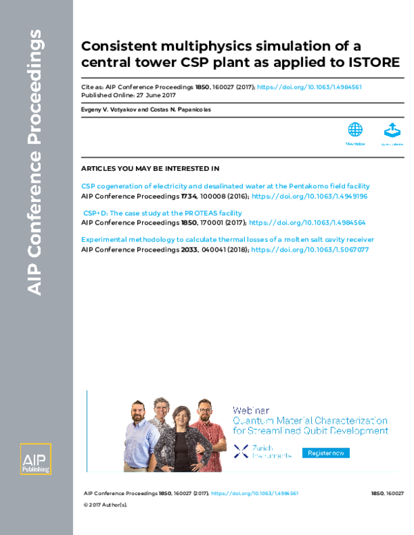 (PDF) Consistent multiphysics simulation of a central tower CSP plant as applied to ISTORE