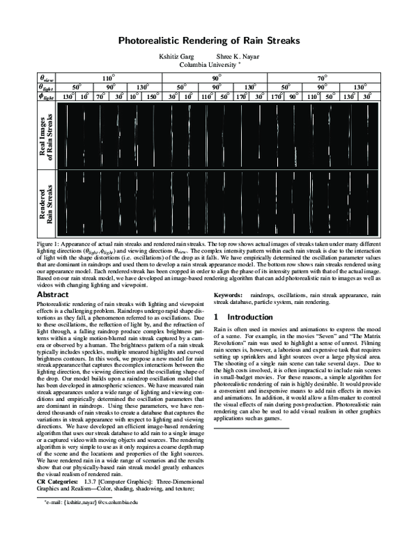 (PDF) Photorealistic rendering of rain streaks