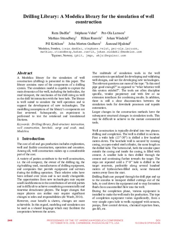 (PDF) Drilling Library: A Modelica library for the simulation of well ...