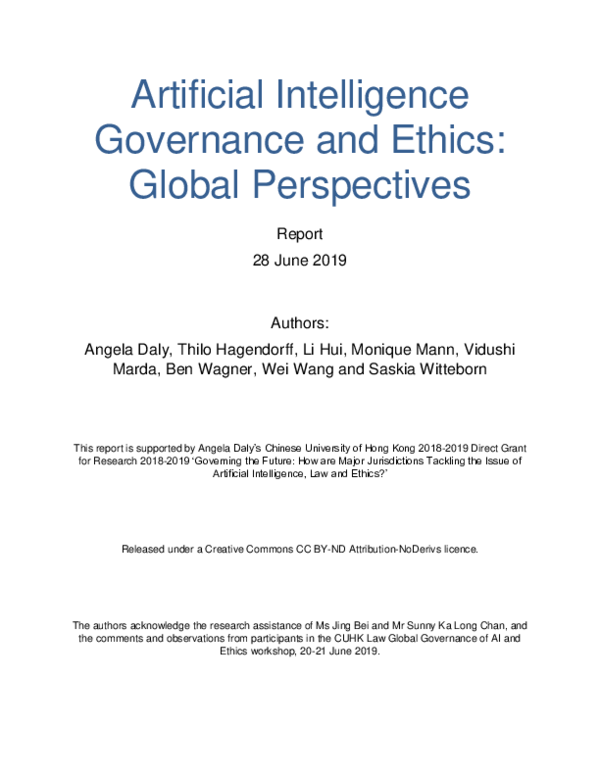 (PDF) Artificial Intelligence, Governance and Ethics: Global Perspectives