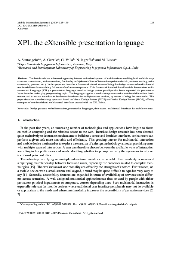 (PDF) XPL the Extensible Presentation Language