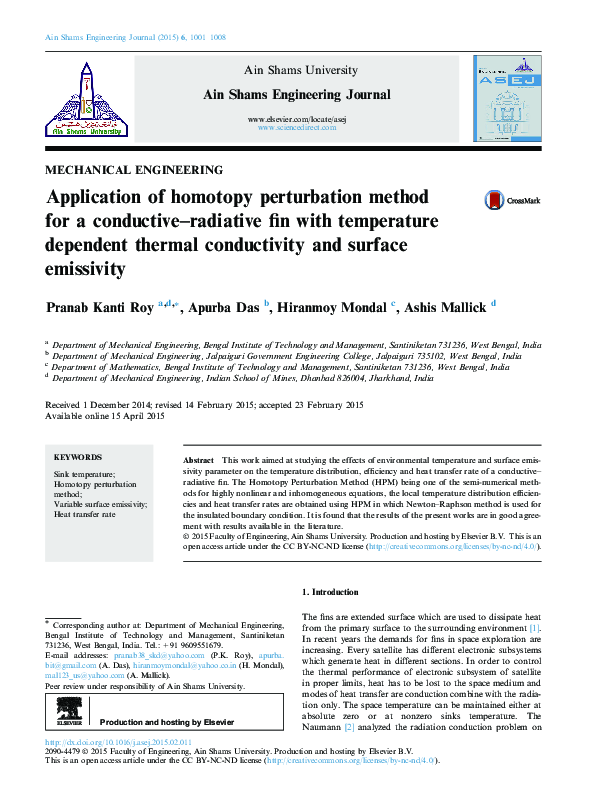 Pdf Application Of Homotopy Perturbation Method For A Conductive