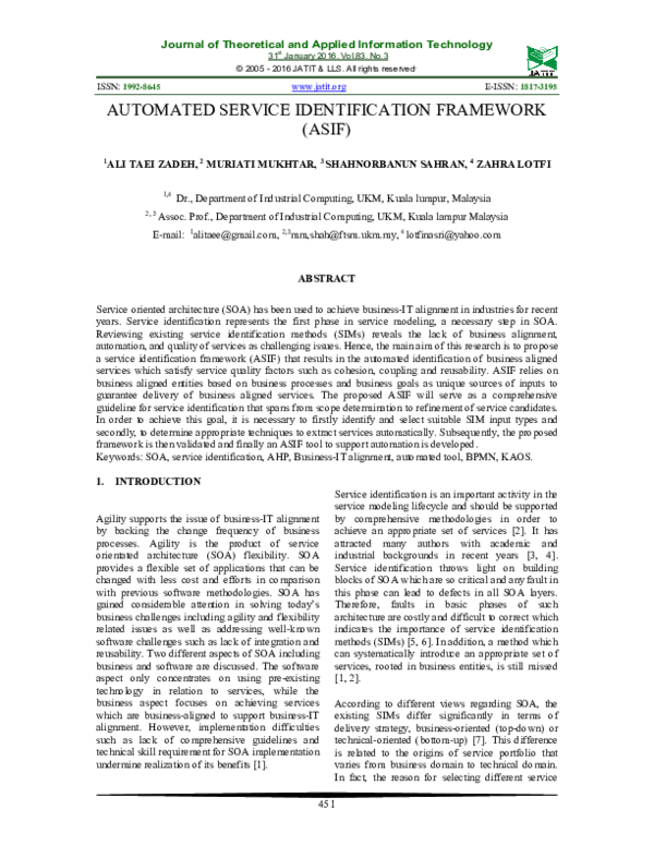 (PDF) Automated service identification framework (ASIF)