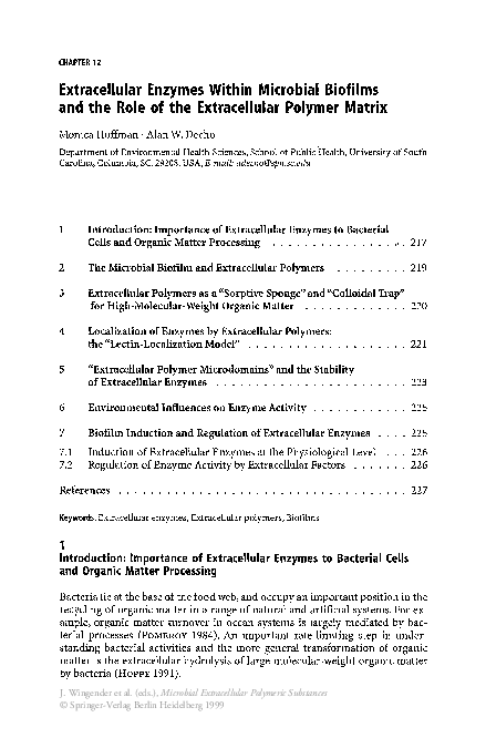 (PDF) Extracellular Enzymes Within Microbial Biofilms and the Role of ...