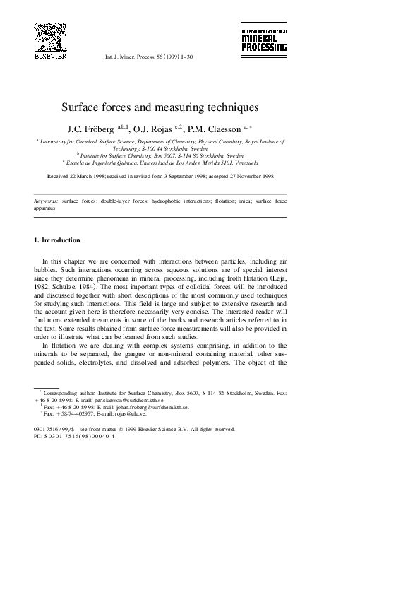 (PDF) Surface forces and measuring techniques