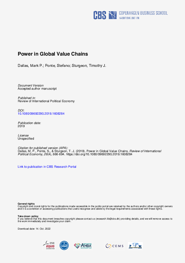 (PDF) Power in global value chains