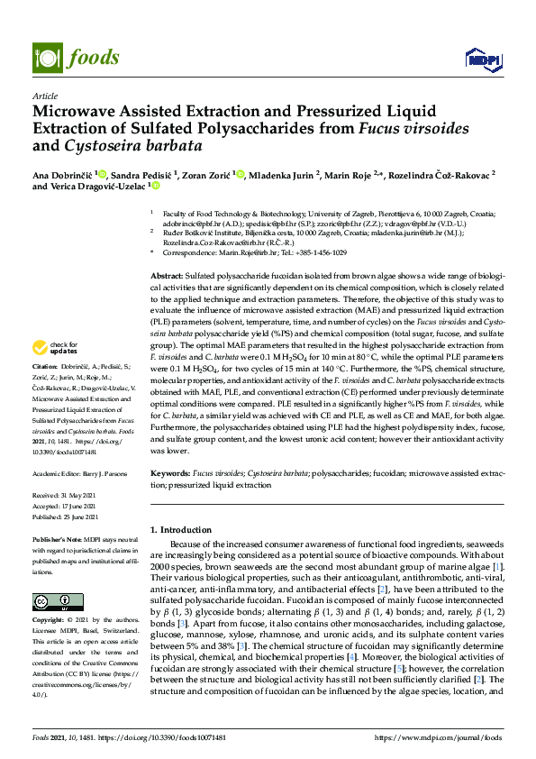(PDF) Microwave Assisted Extraction and Pressurized Liquid Extraction of Sulfated ...