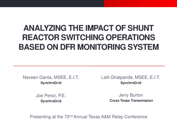 (PDF) Analyzing the Impact of Shunt Reactor Switching Operations Based on DFR Monitoring System