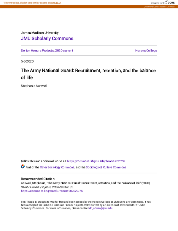(PDF) The Army National Guard: Recruitment, retention, and the balance ...