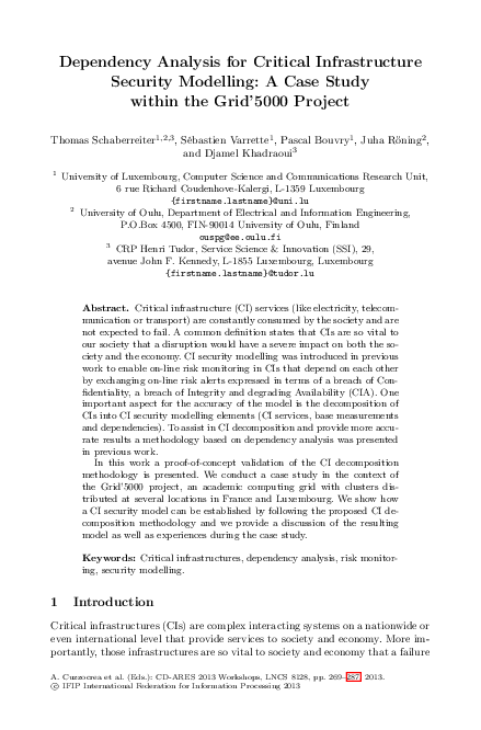 (PDF) Dependency Analysis for Critical Infrastructure Security Modelling: A Case Study within ...