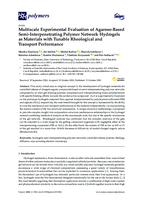 (PDF) Multiscale Experimental Evaluation of Agarose-Based Semi-Interpenetrating Polymer Network ...