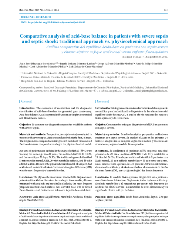 (PDF) Comparative analysis of acid-base balance in patients with severe ...