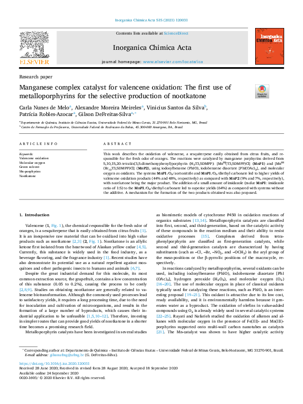 (PDF) Manganese complex catalyst for valencene oxidation: The first use ...