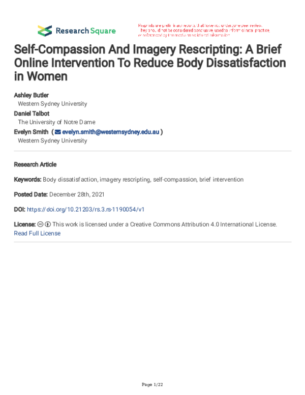 (PDF) Self-Compassion And Imagery Rescripting: A Brief Online ...