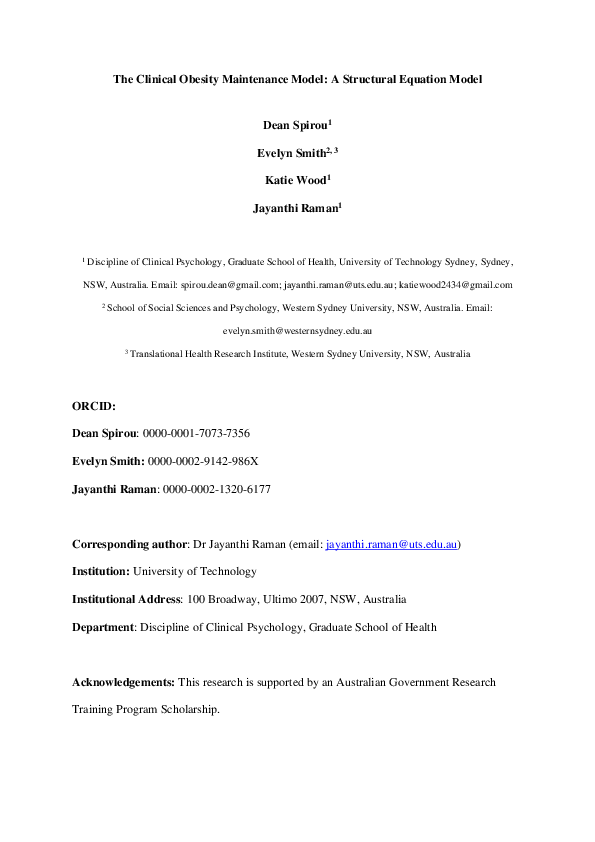 (PDF) The clinical obesity maintenance model: a structural equation model
