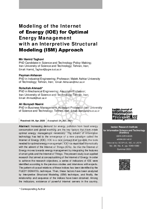 Modeling of the Internet of Energy (IOE) for Optimal Energy Management with an Interpretive ...