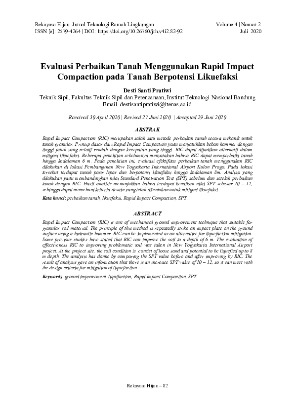 (PDF) Evaluasi Perbaikan Tanah Menggunakan Rapid Impact Compaction pada ...