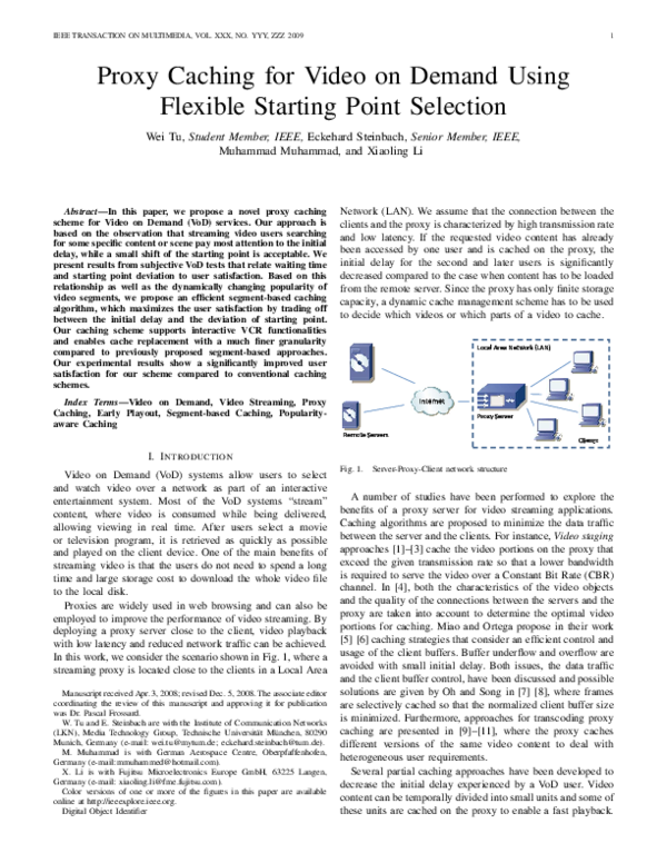 (PDF) Proxy Caching for Video-on-Demand Using Flexible Starting Point Selection
