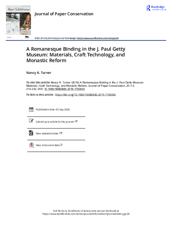 (PDF) "A Romanesque Binding in the J. Paul Getty Museum: Materials ...