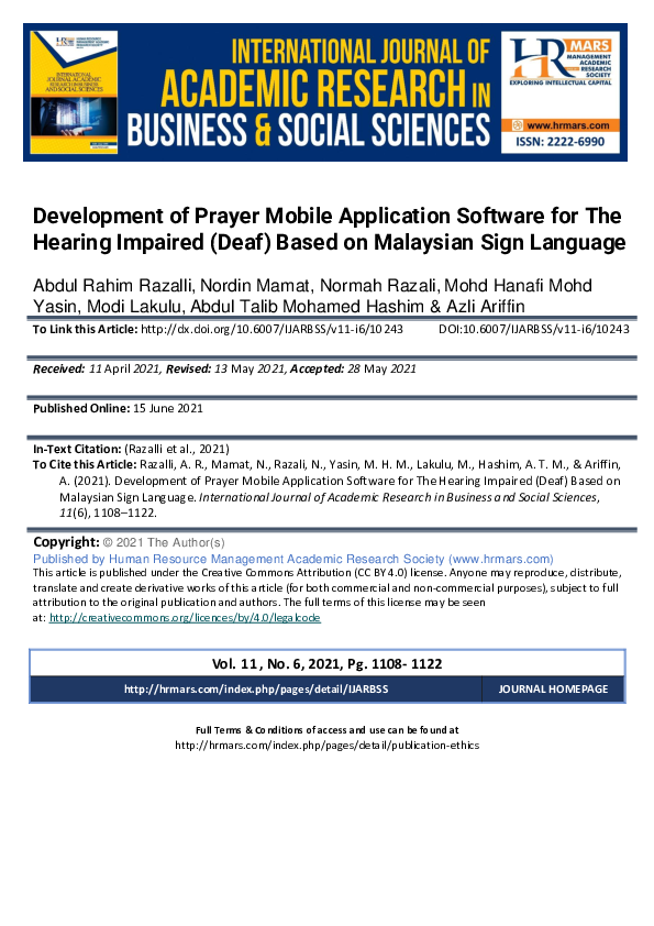(PDF) Development of Prayer Mobile Application Software for The Hearing Impaired (Deaf) Based on ...