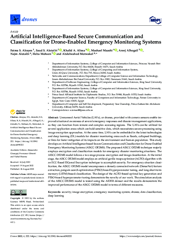 (PDF) Artificial Intelligence-Based Secure Communication and Classification for Drone-Enabled ...