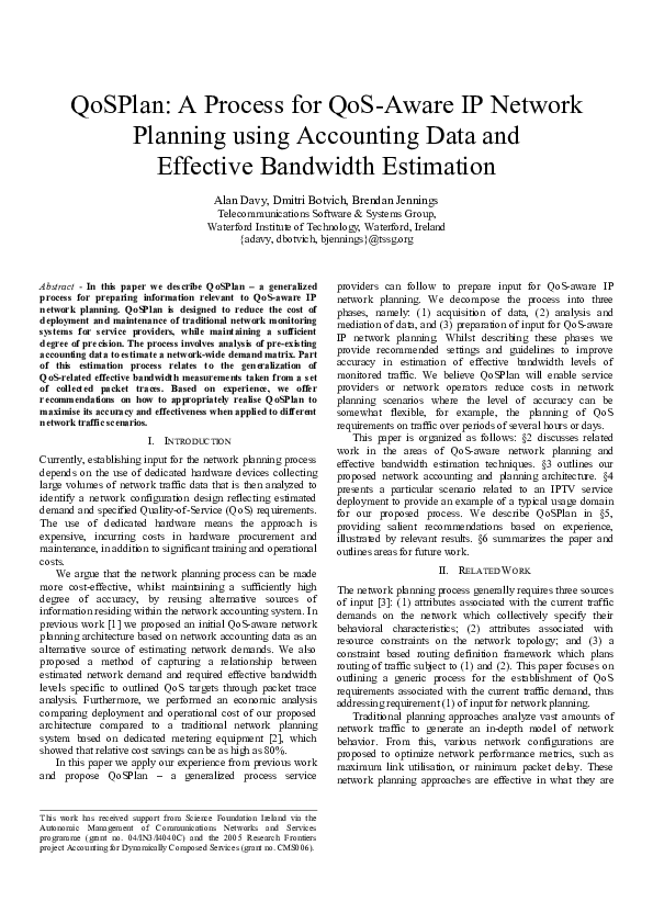 (PDF) Process for QoS-Aware IP Network Planning Using Accounting Data and Effective Bandwidth ...