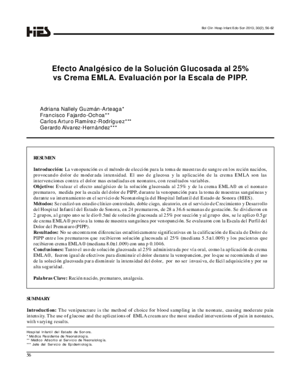 (PDF) Efecto Analgésico de la Solución Glucosada al 25% vs Crema EMLA ...
